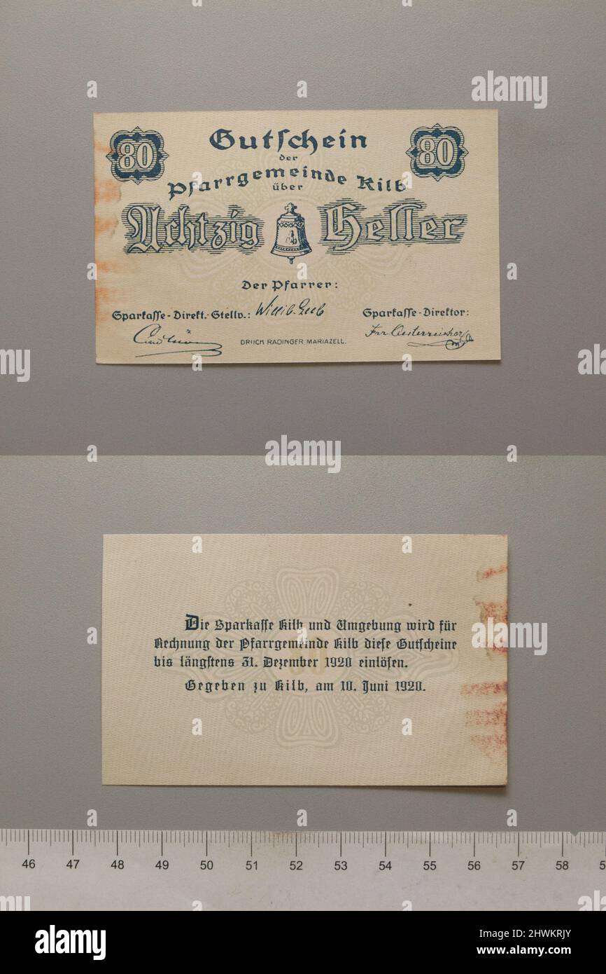 80 Heller from Kilb, Notgeld. Mint: Kilb, Austria Stock Photo - Alamy