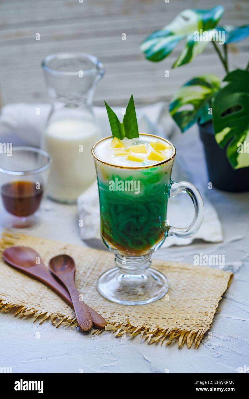 Indonesia traditional iced dessert call Es Cendol : made from rice ...