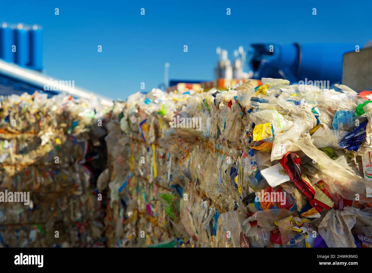 Bales of plastic waste on a plastic recycling plant Stock Photo - Alamy