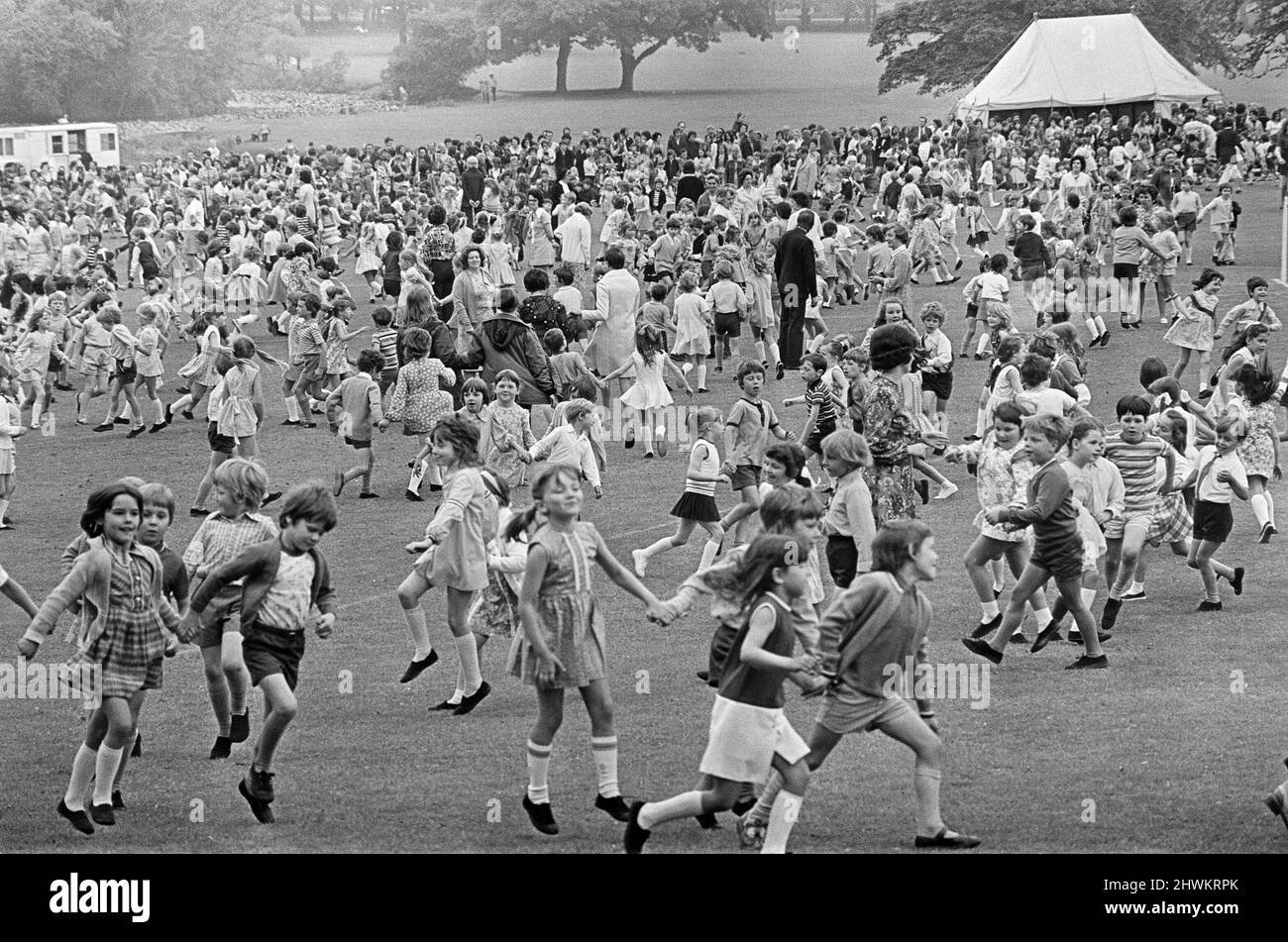 Children country dancing in Teesside. 1973 Stock Photo - Alamy