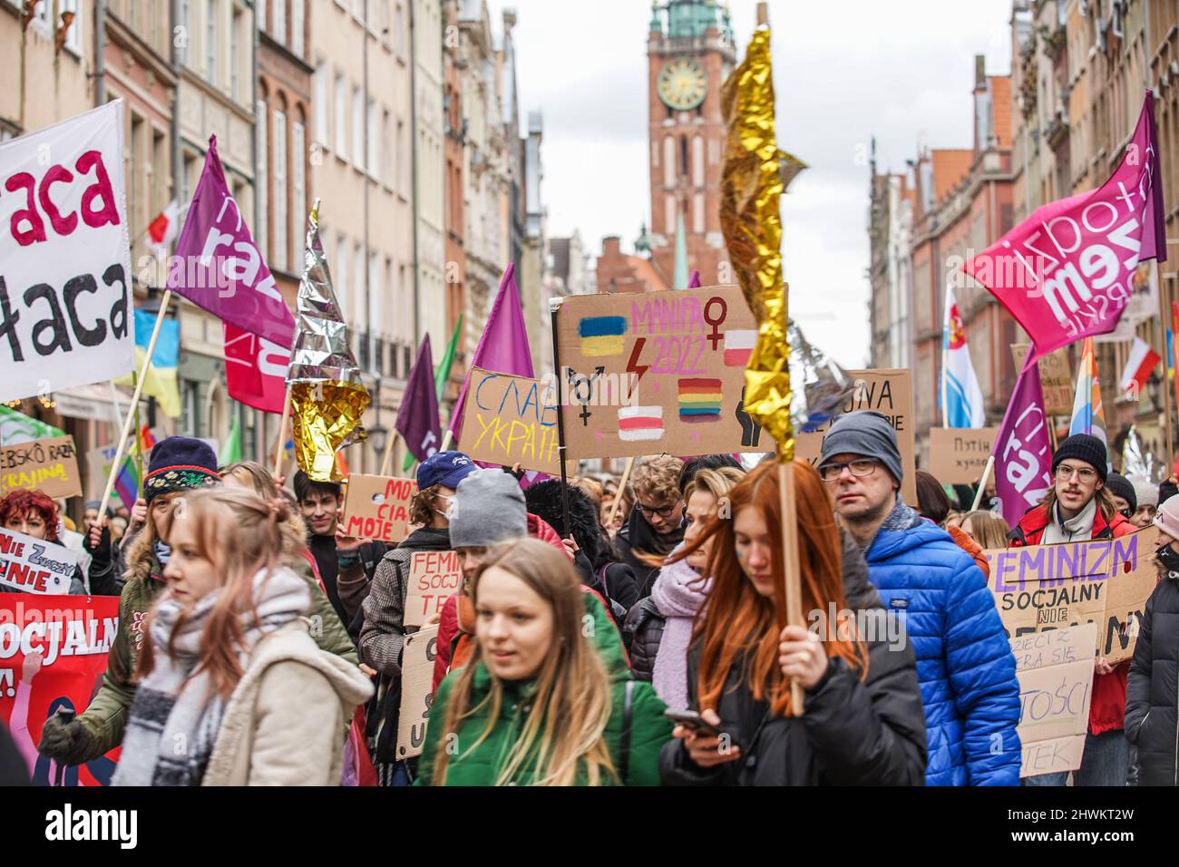 Gdansk, Poland. , . Protesters with feminist, pro-choice banners and ...