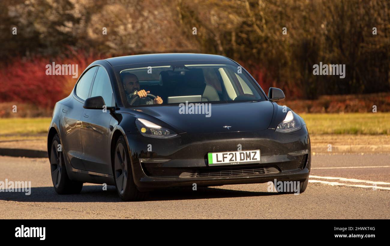 2021 black Tesla electric car Stock Photo - Alamy