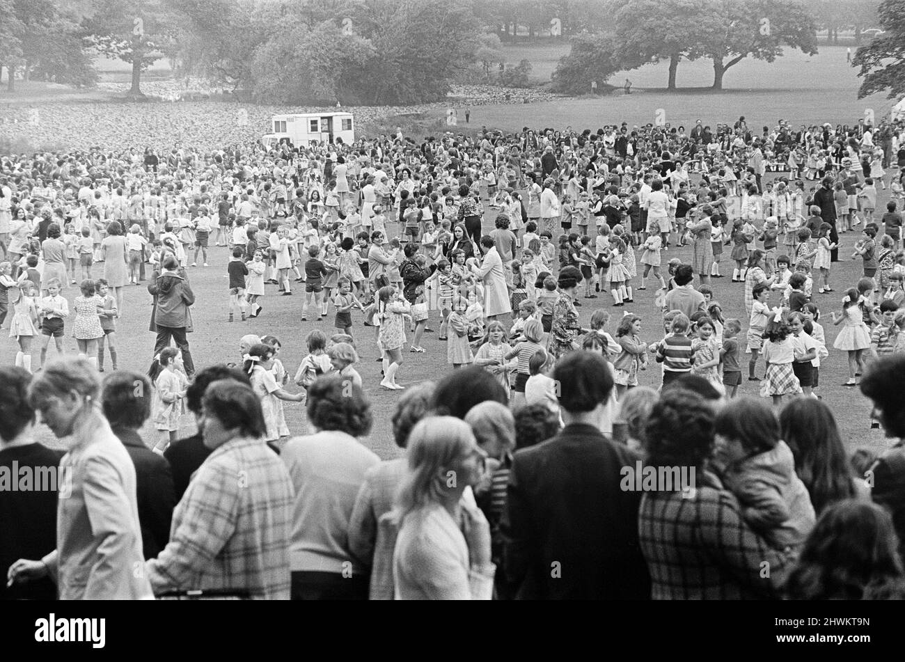 Children country dancing in Teesside. 1973 Stock Photo - Alamy