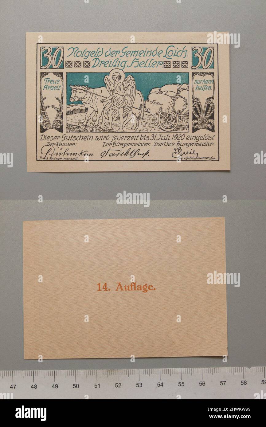 30 Heller from Loich, Notgeld. Mint: Loich Artist: Josef von ...