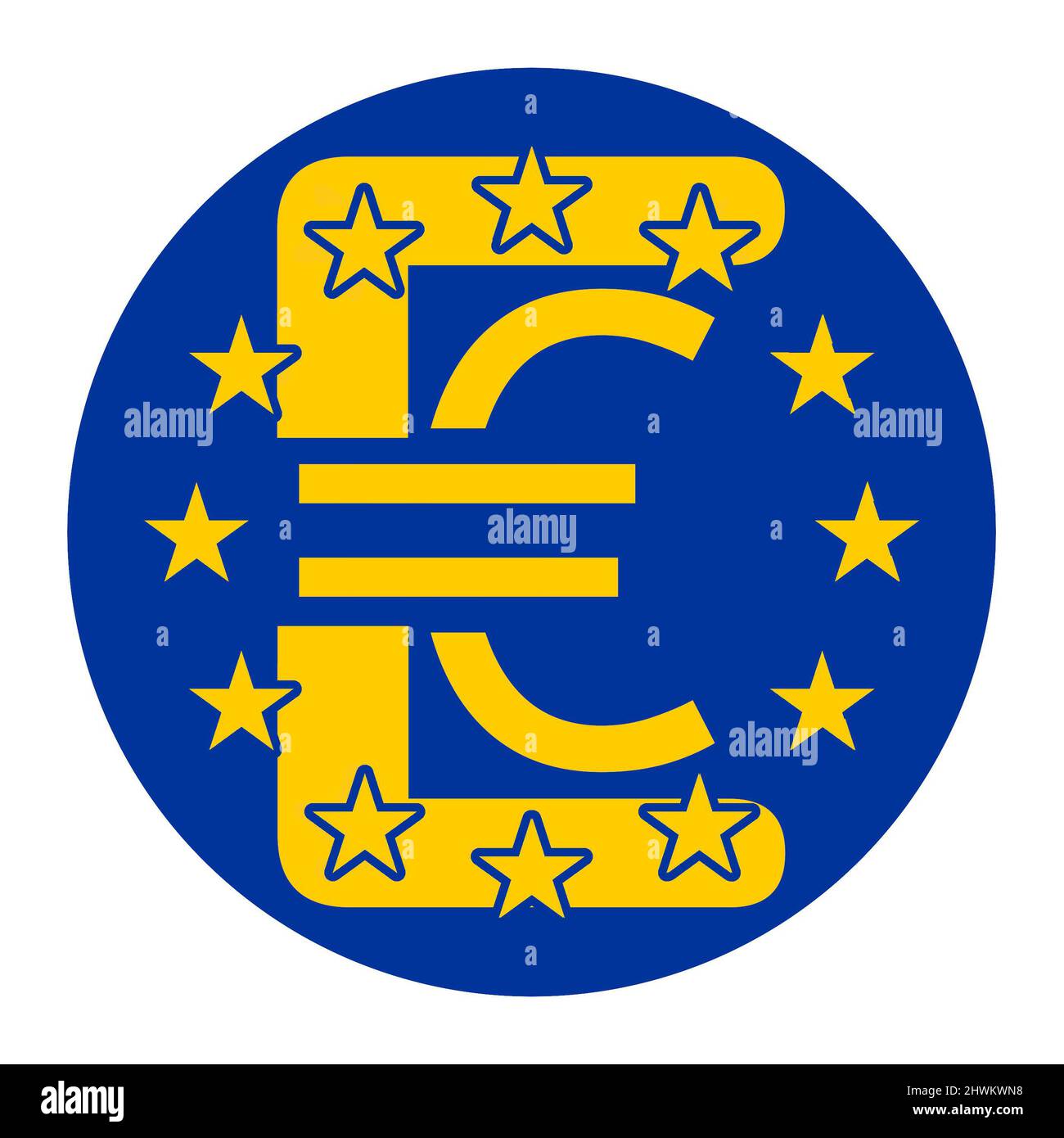 E-Euro bold letters symbol digital currency coin isolated on white 3d ...