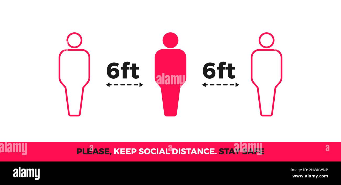 Keep Distance 6 Feet Stay Safe COVID Vector Label Set Stock Vector ...