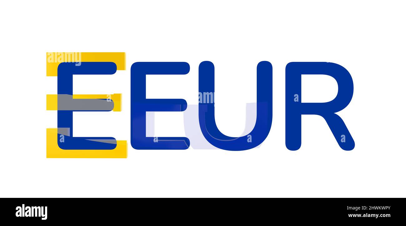 E-Euro bold letters symbol digital currency coin isolated on white 3d ...