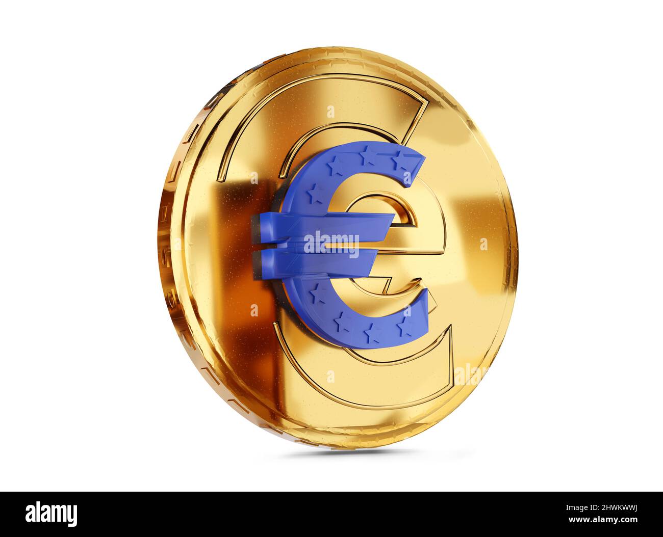 E-Euro golden bold letters symbol digital currency coin isolated on ...
