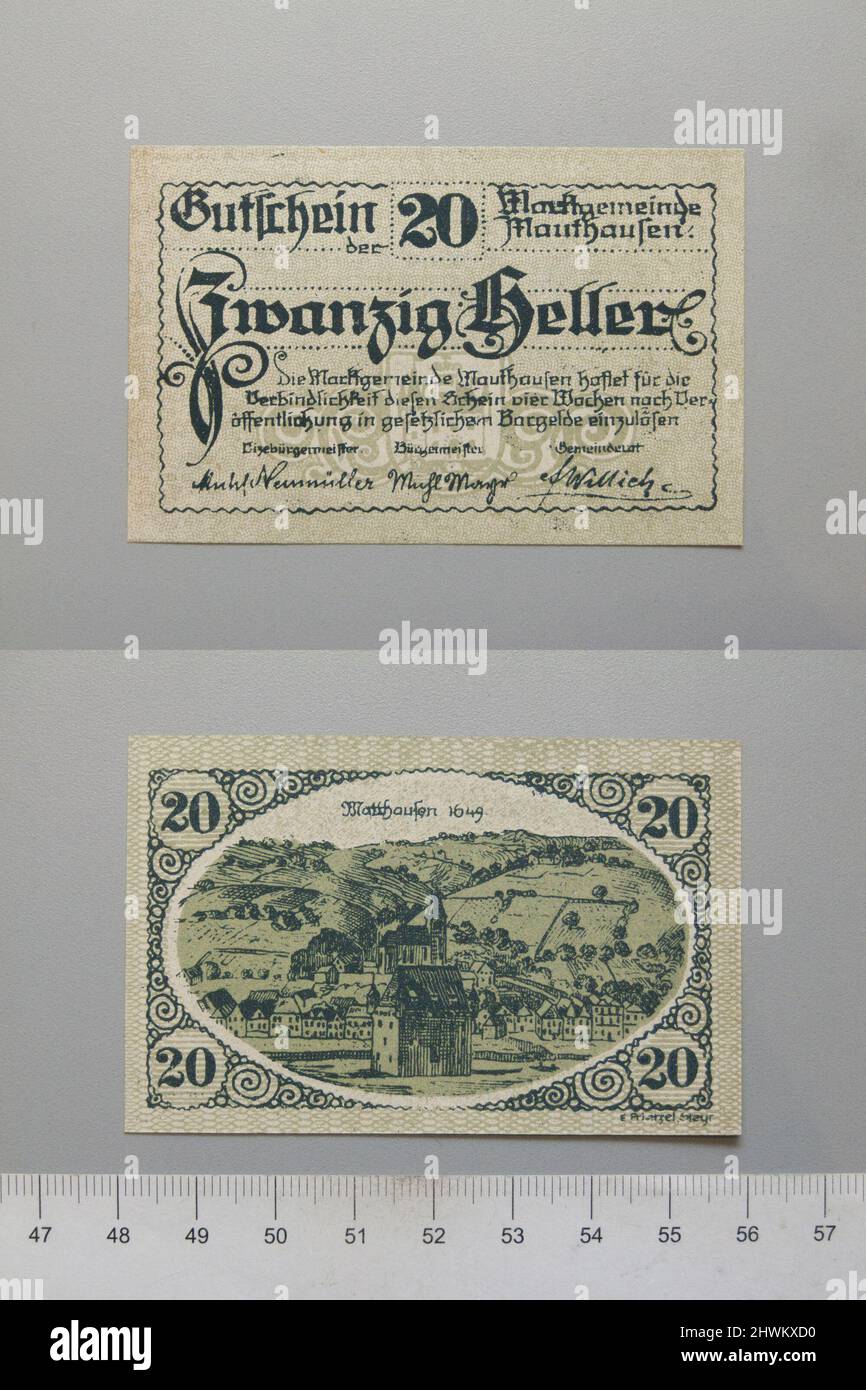 20 Heller from Mauthausen, Notgeld. Artist: Unknown Stock Photo - Alamy