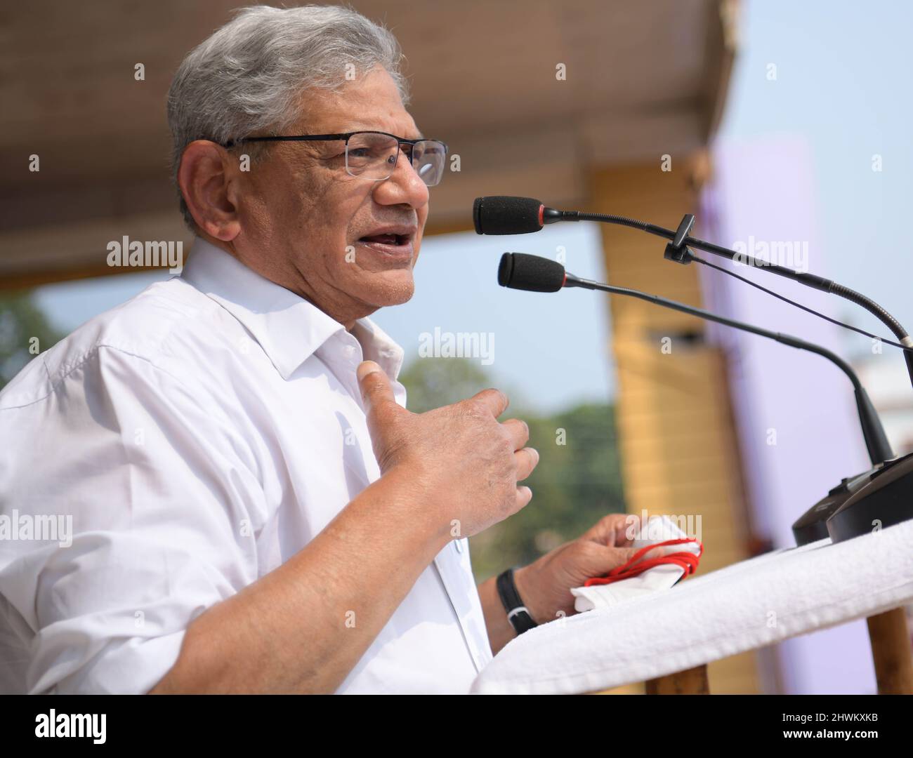 Sitaram Yechury and Manik Sarkar at a discussion during a political ...