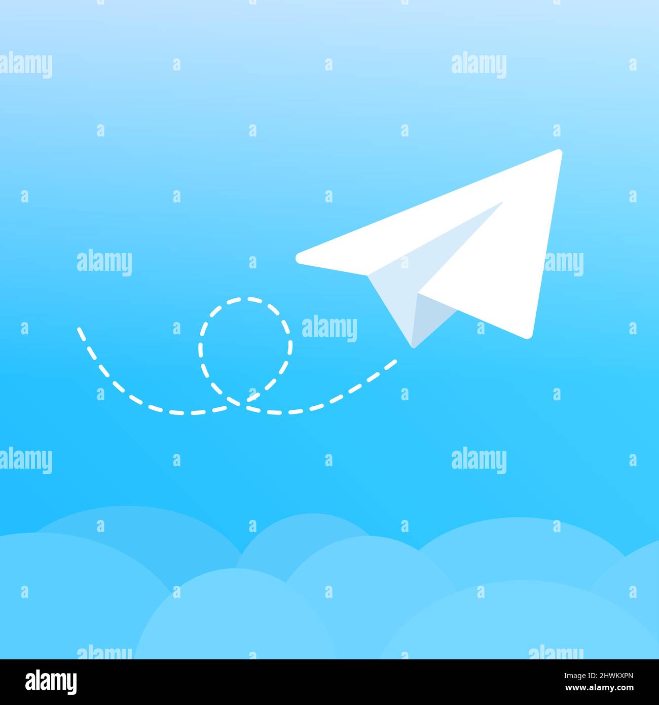 Paper Plane Sending Message Mail Flat Color Illustration Stock Vector ...