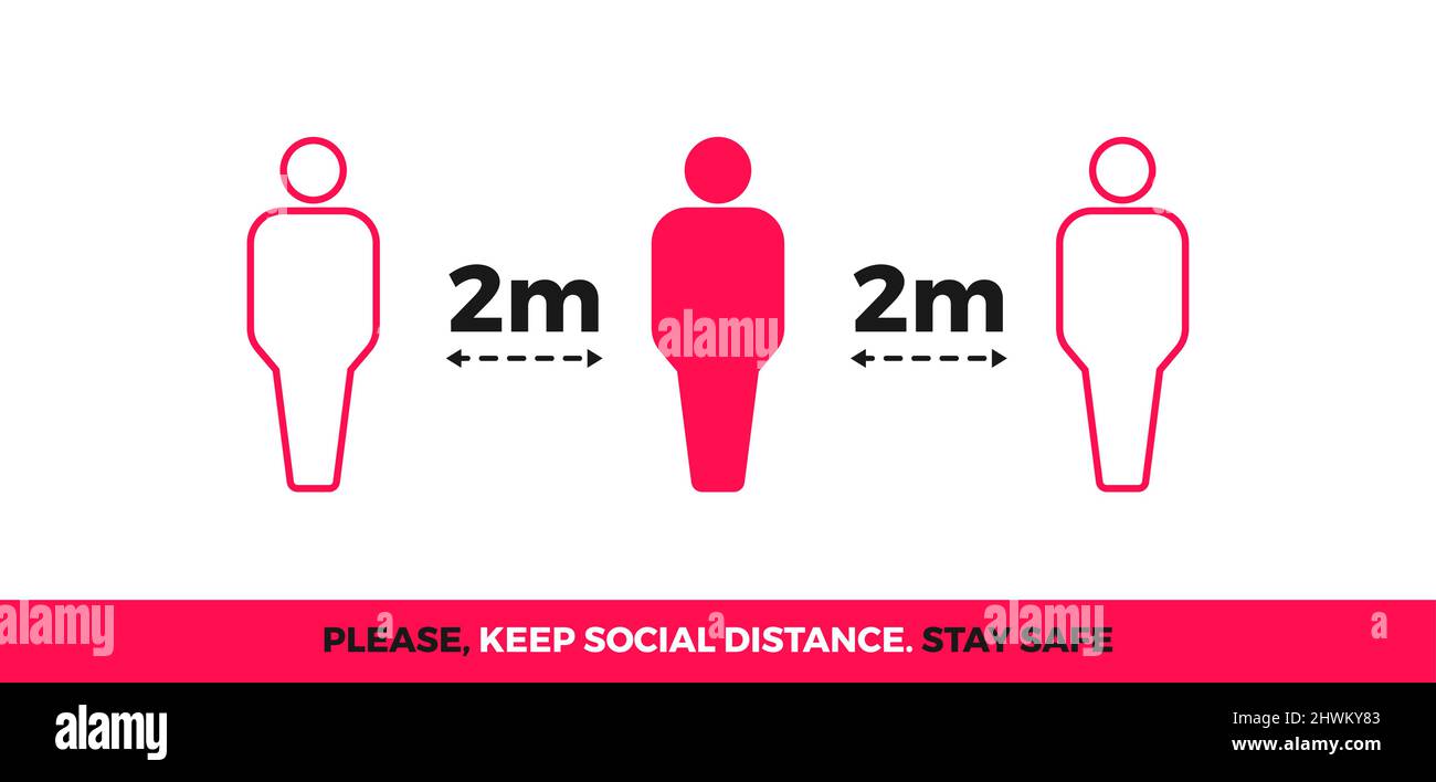 Keep Distance 2 Meters Stay Safe COVID Vector Label Set Stock Vector ...