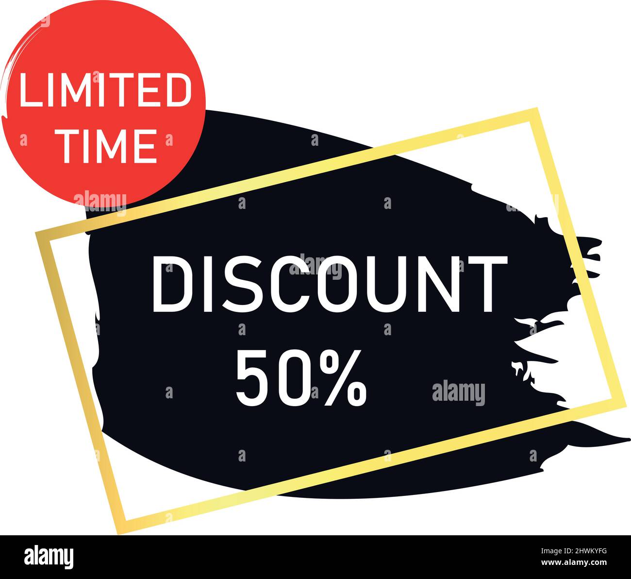 Paint smear web banner, business card, 50 percent DISCOUNT template ...