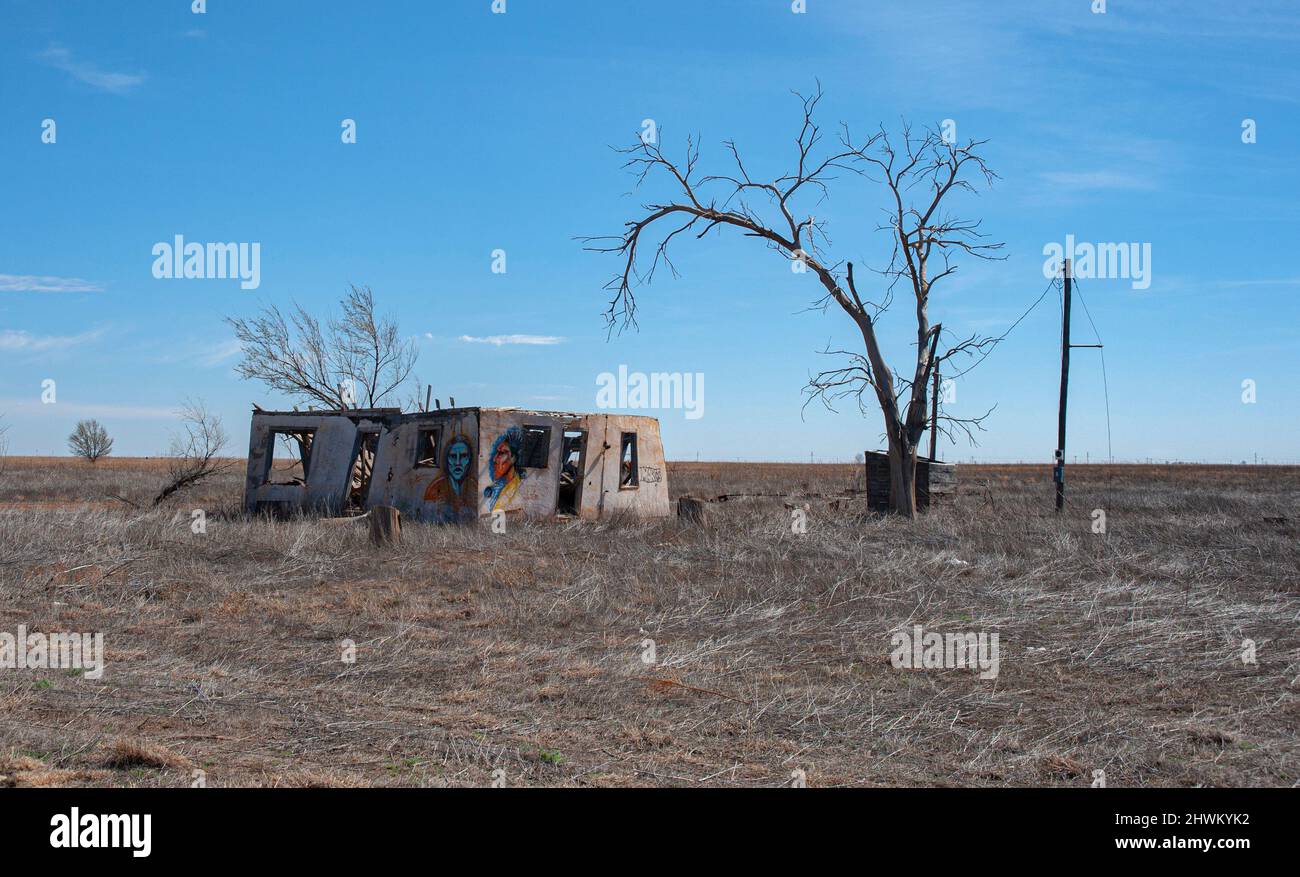 An abandoned empty house with lots of land in a rural part of the state ...