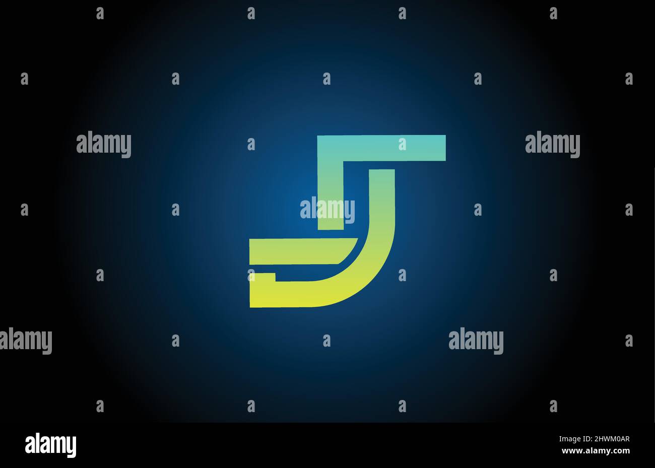 green line J alphabet letter logo icon design. Creative template for ...