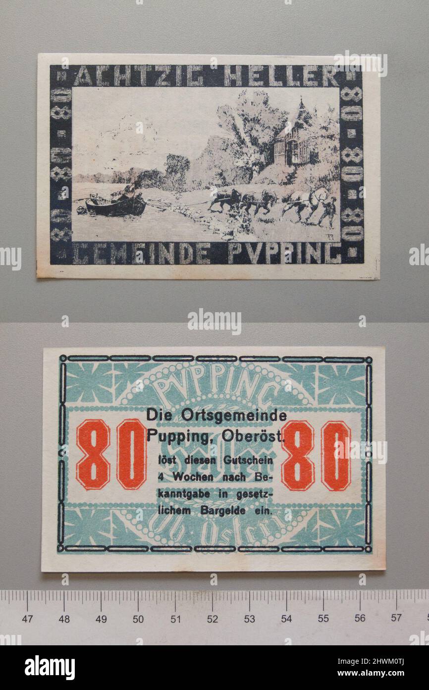 80 Heller from Pupping, Notgeld. Mint: Pupping Stock Photo - Alamy
