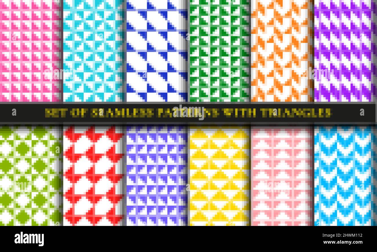 Abstract colorful triangles patterns backgrounds. Geometric seamless ...