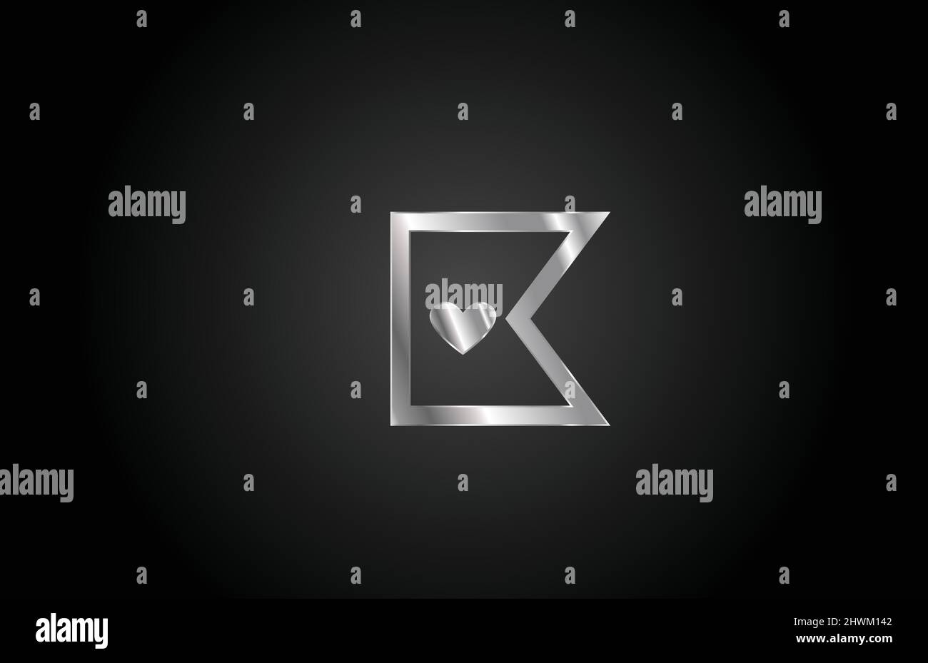 metal K love heart alphabet letter logo icon design. Creative template ...