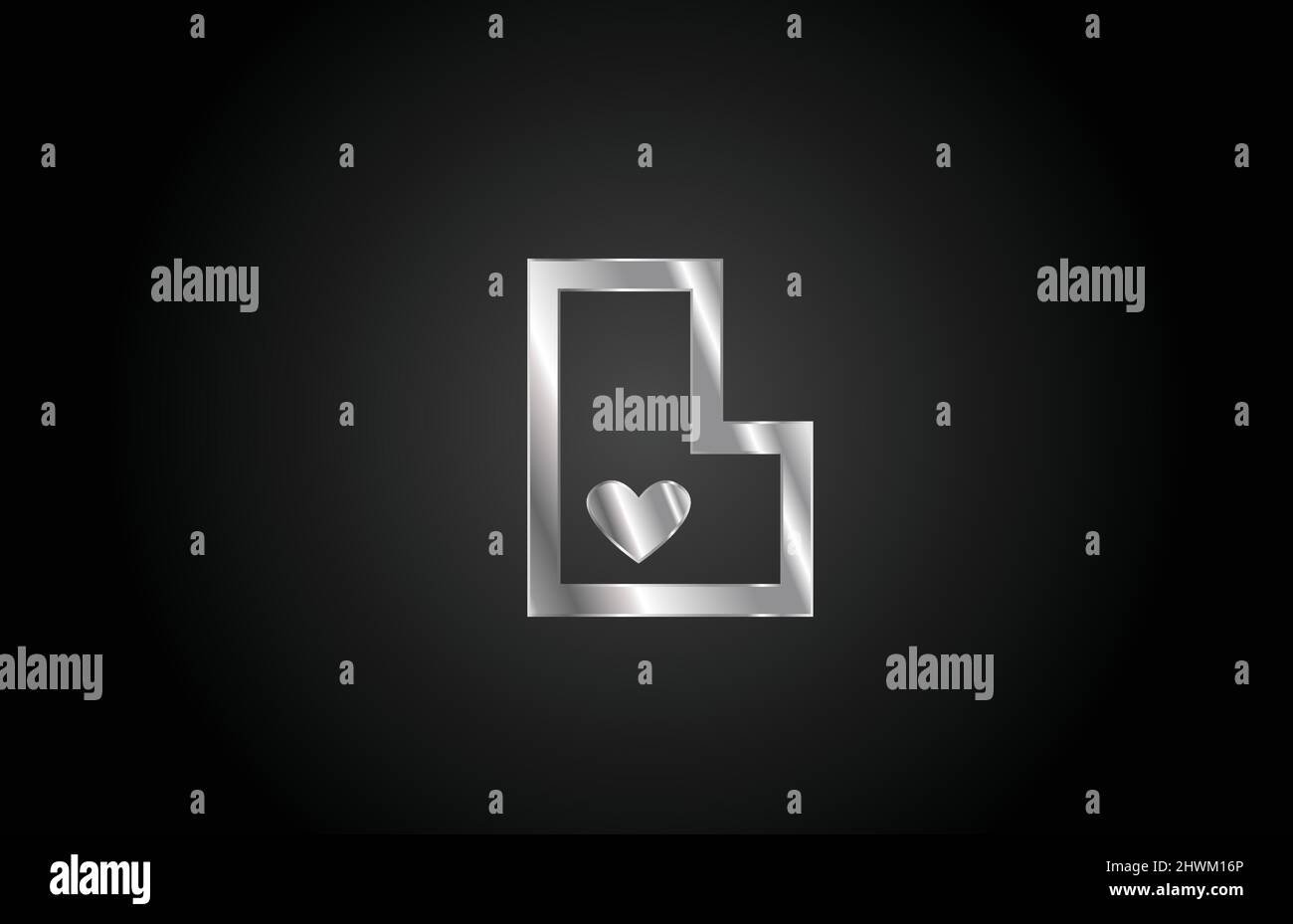metal L love heart alphabet letter logo icon design. Creative template ...