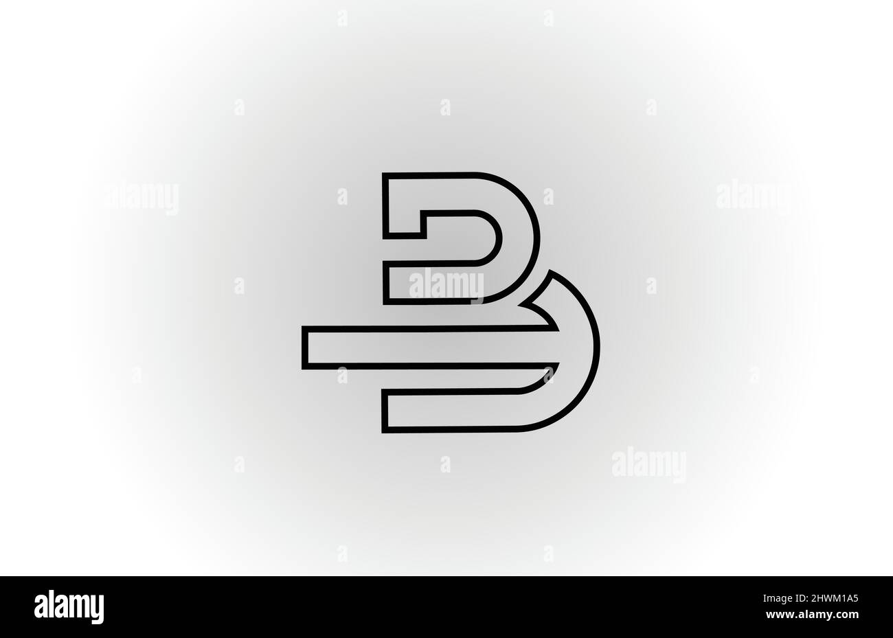 black and white B alphabet letter logo icon design with line. Creative ...