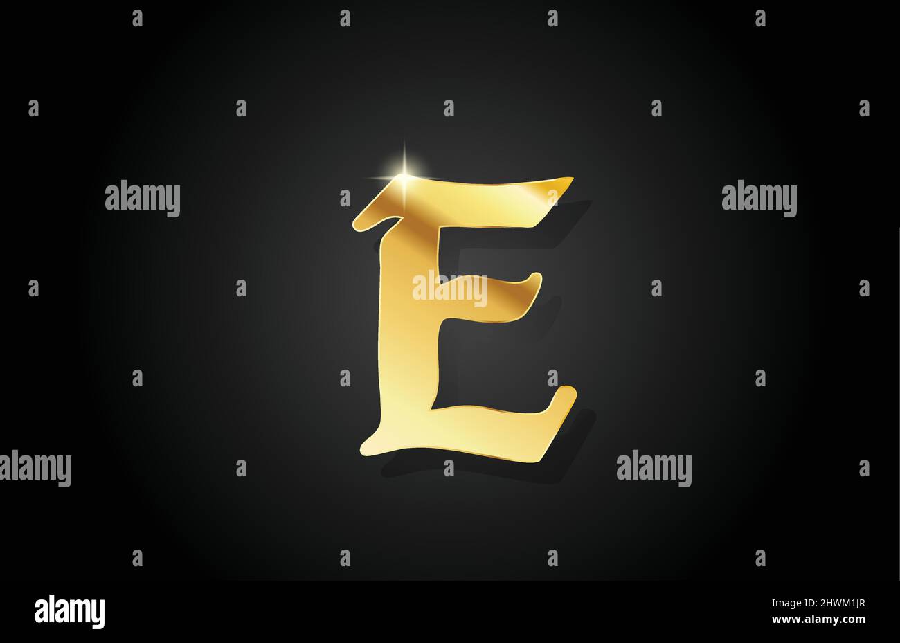 E vintage gold alphabet letter logo icon design. Creative golden ...