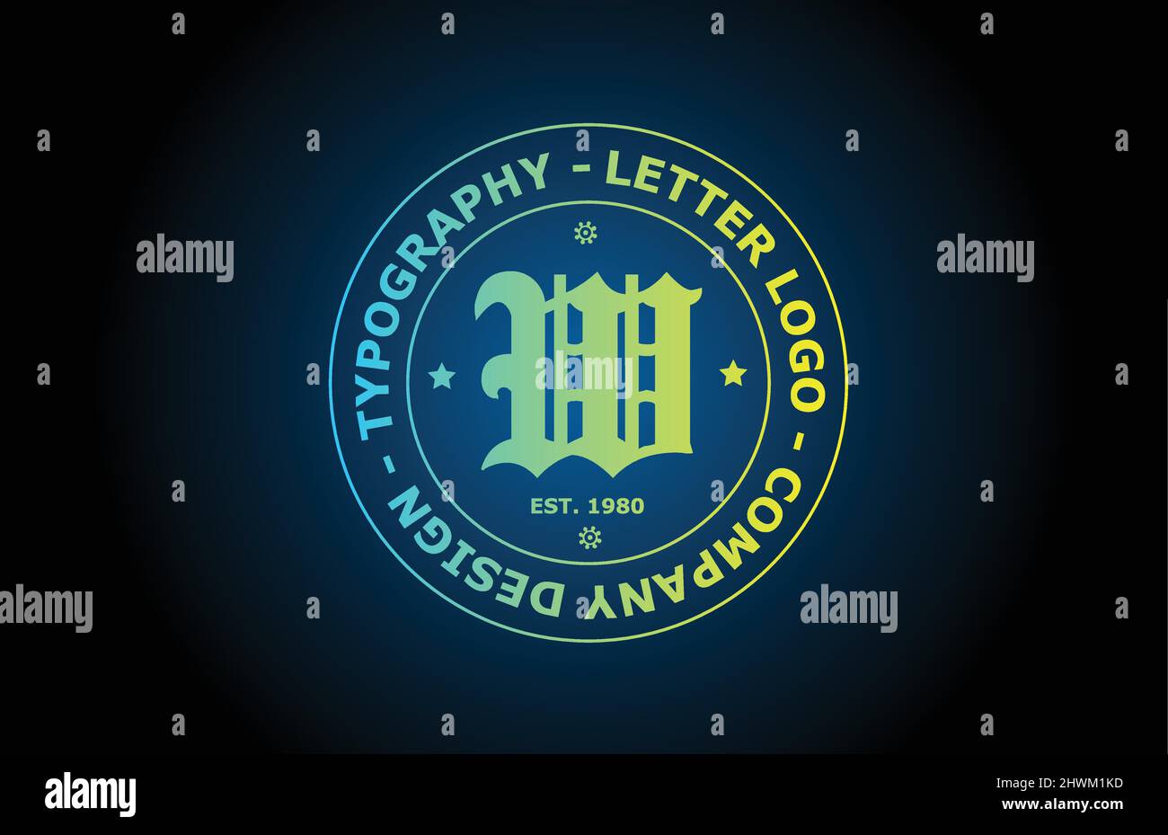 W vintage alphabet letter logo icon design in green color. Creative ...
