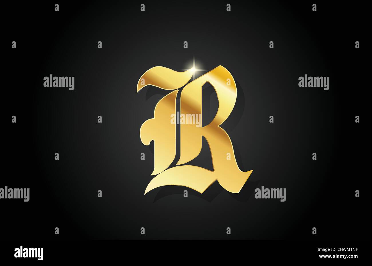 R vintage gold alphabet letter logo icon design. Creative golden ...