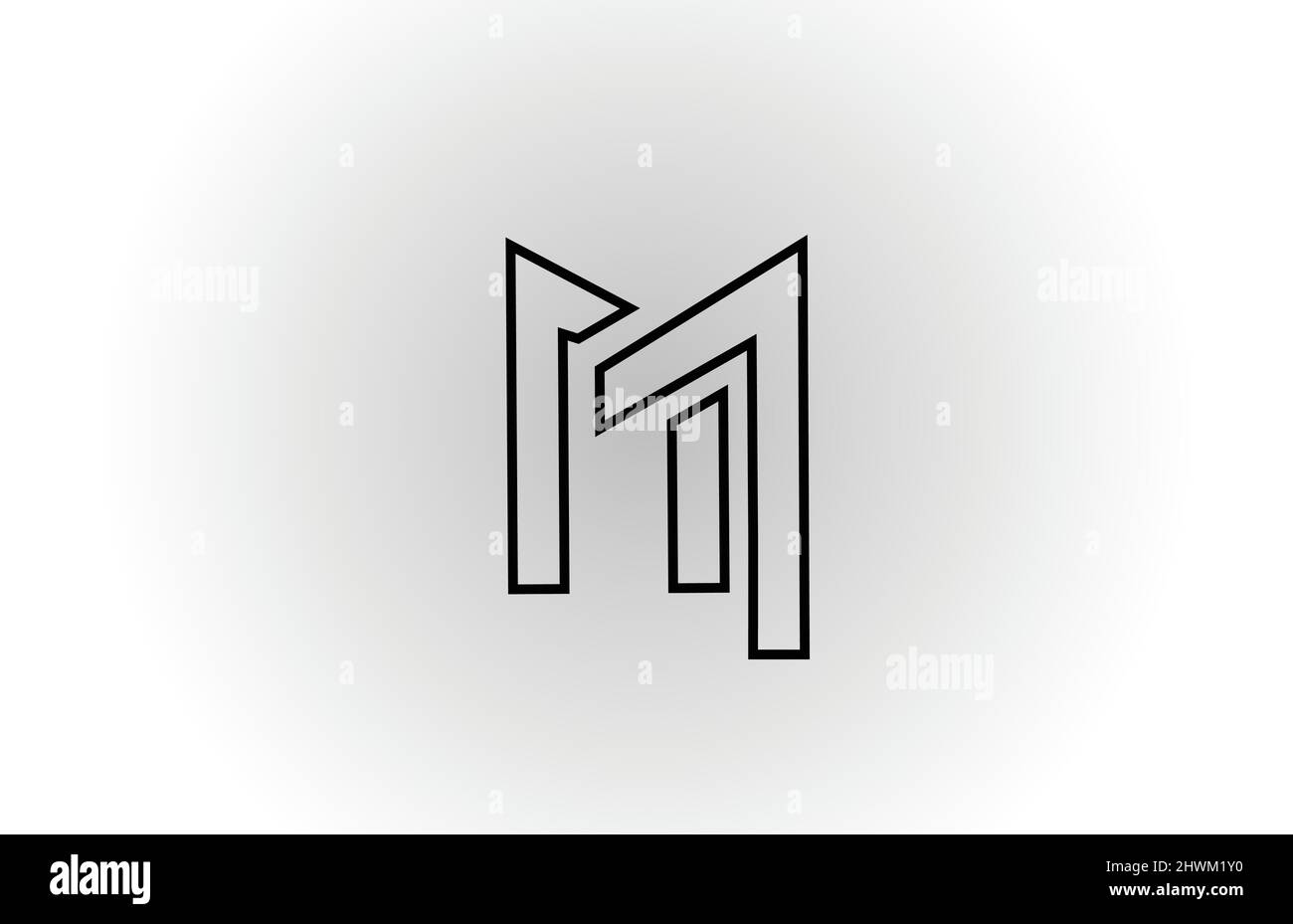 black and white M alphabet letter logo icon design with line. Creative ...
