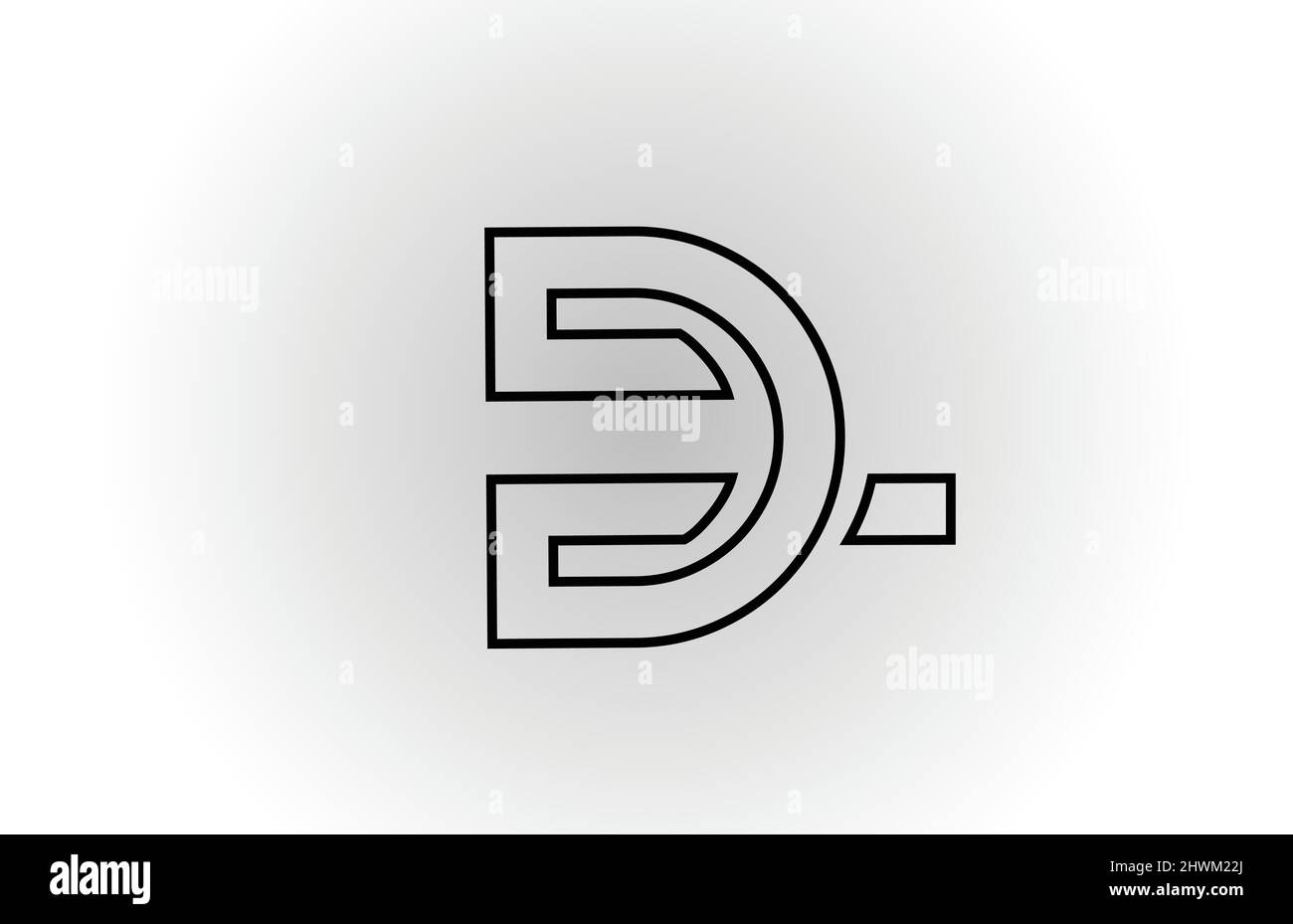 black and white D alphabet letter logo icon design with line. Creative ...