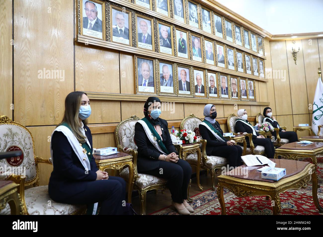 Giza, Egypt. 6th Mar, 2022. Egyptian female judges are seen at the ...