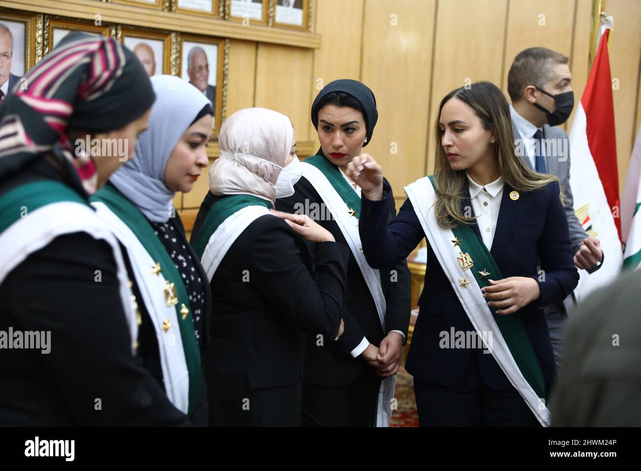Giza, Egypt. 6th Mar, 2022. Egyptian female judges are seen at the ...