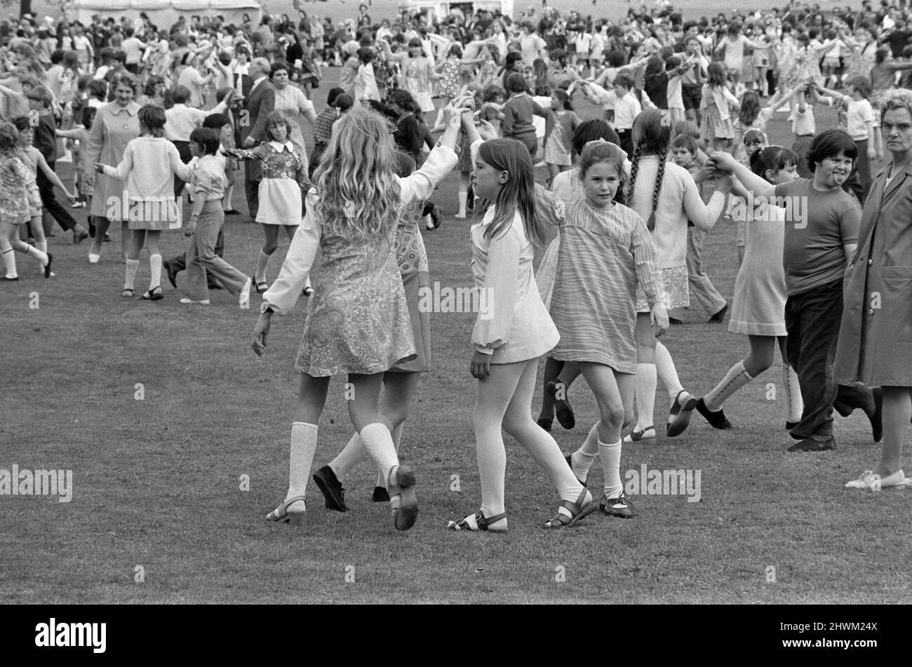 Children country dancing in Teesside. 1972 Stock Photo - Alamy