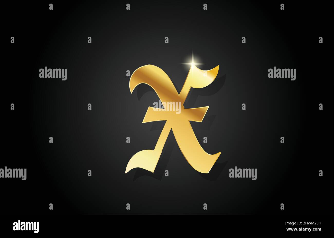 X vintage gold alphabet letter logo icon design. Creative golden ...