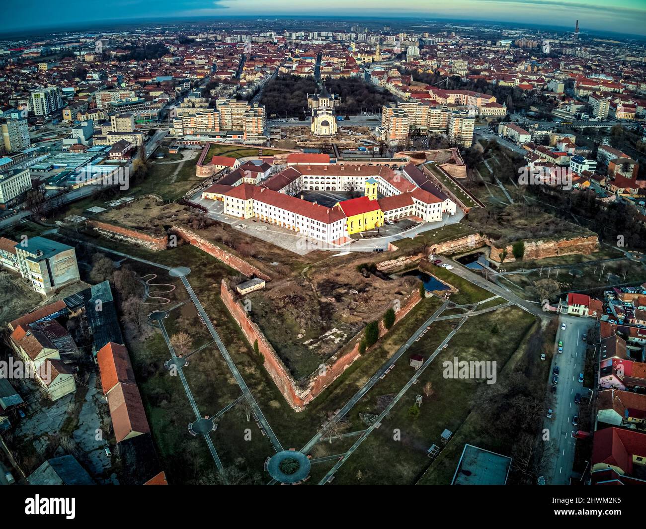 Drone view of Oradea’s Fortress, one of the few bastion forts of ...