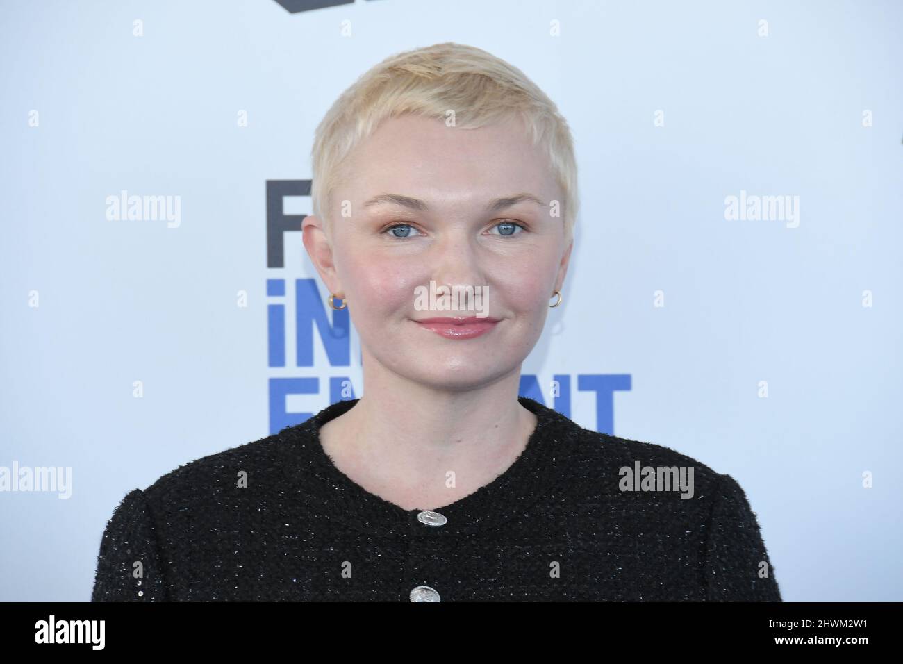 Nicole Riegel arrives at the 2022 Film Independent Spirit Awards held ...