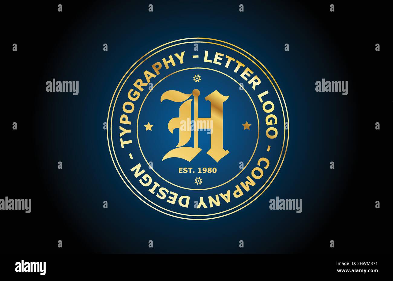 gold H vintage alphabet letter logo icon design. Creative template for ...