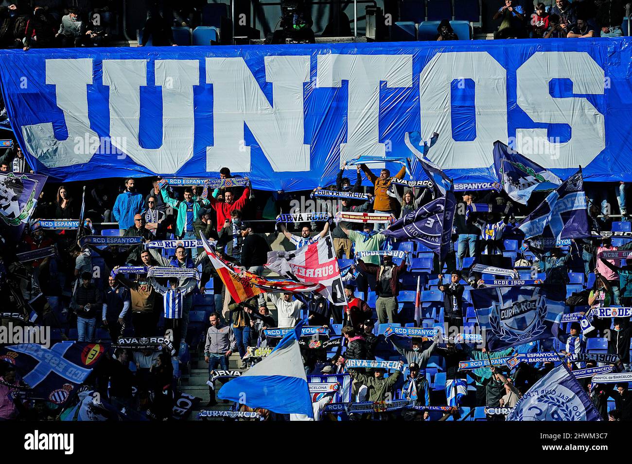 RCD Espanyol fans during the La Liga match between RCD Espanyol v ...