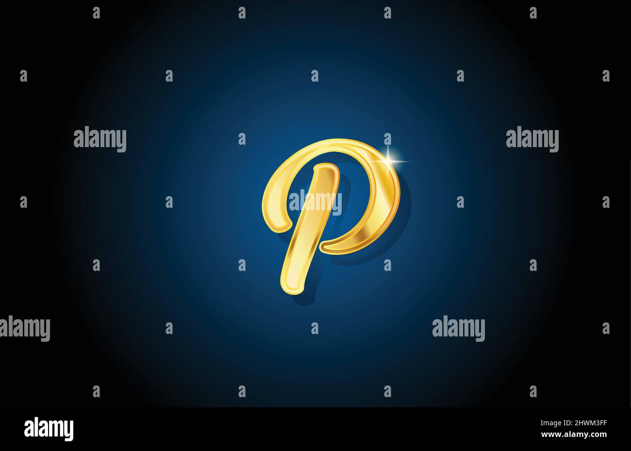 golden golden P alphabet letter logo icon design. Creative luxury ...