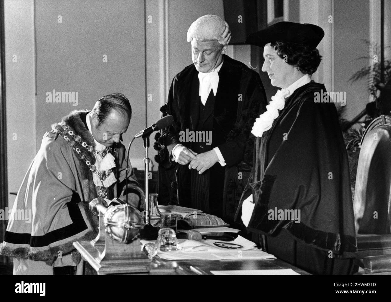 The new Mayor of Sutton Coldfield, Alderman Donald Mills, signs the ...