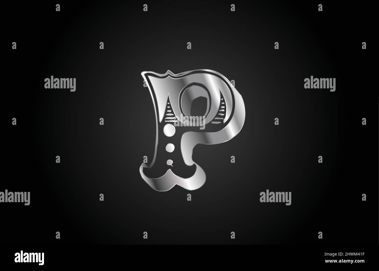 P vintage metal alphabet letter logo icon. Creative design for business ...
