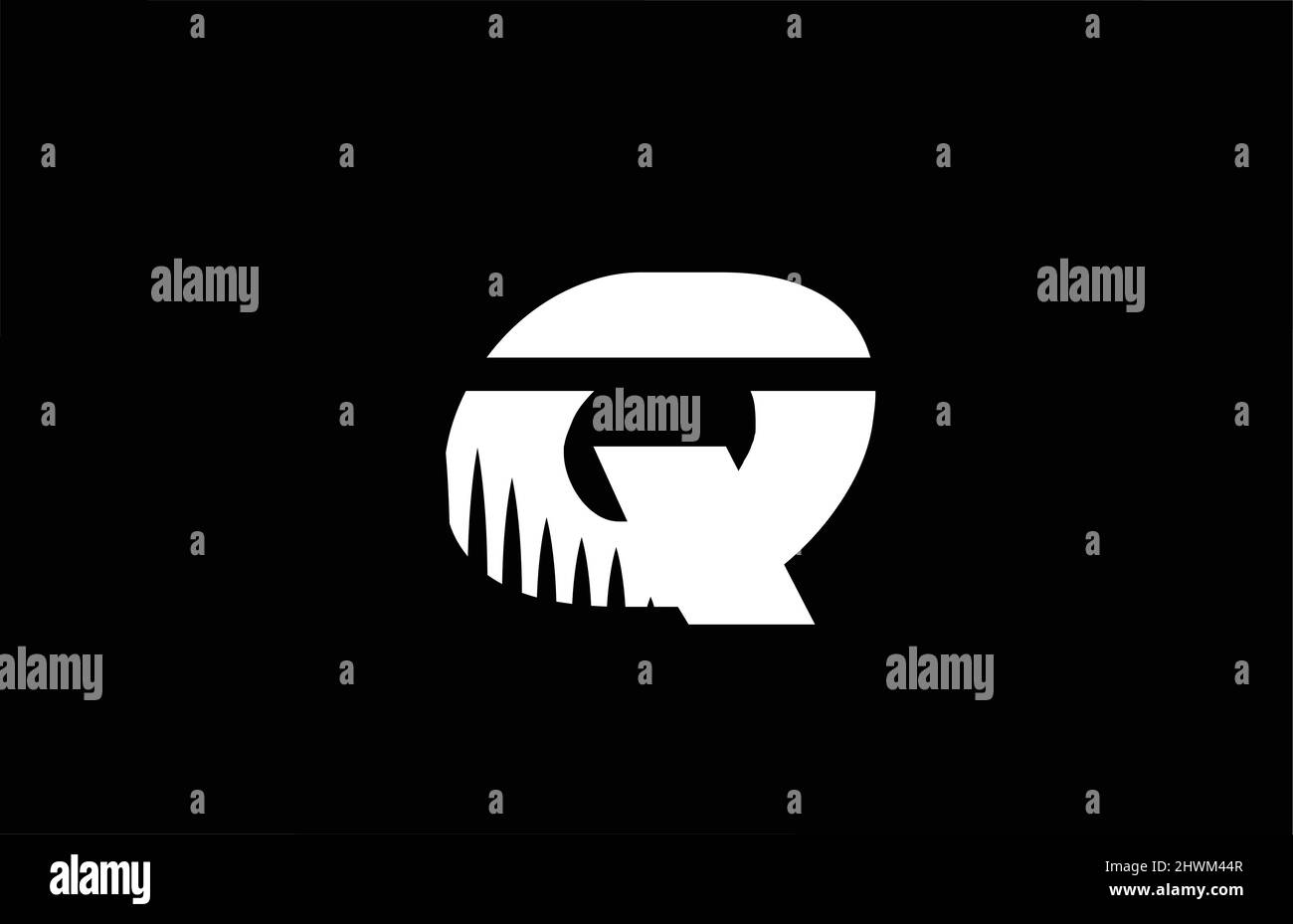 Q black and white alphabet letter logo icon with spikes design ...