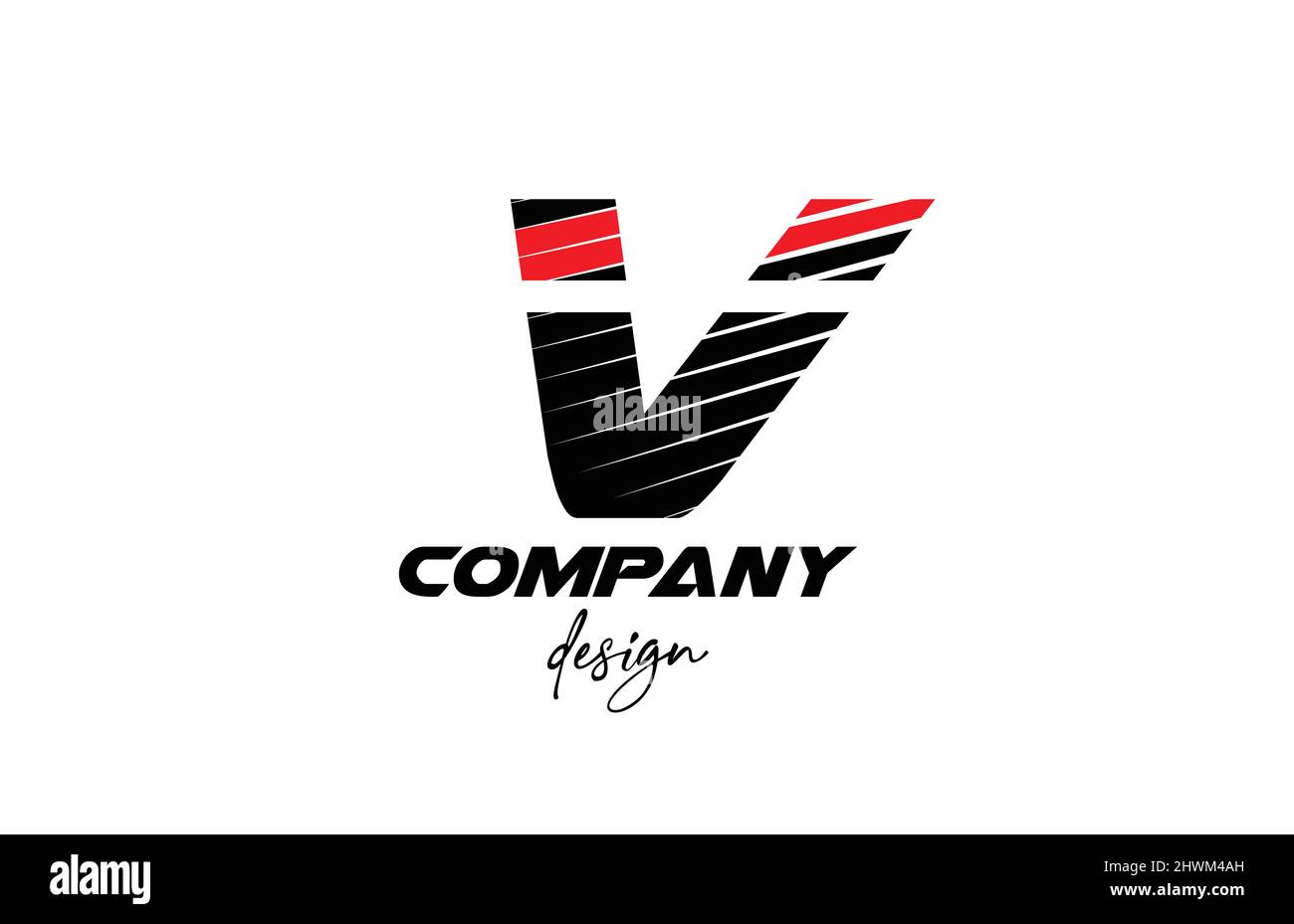 black and red V alphabet letter logo icon. Creative design for business ...