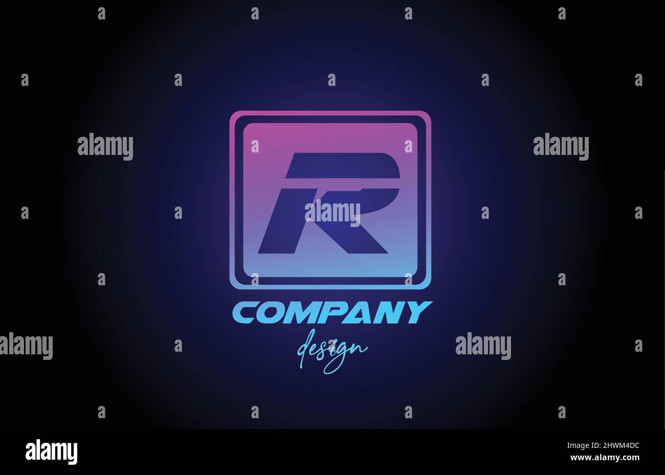 R pink blue alphabet letter logo icon with square design. Creative ...