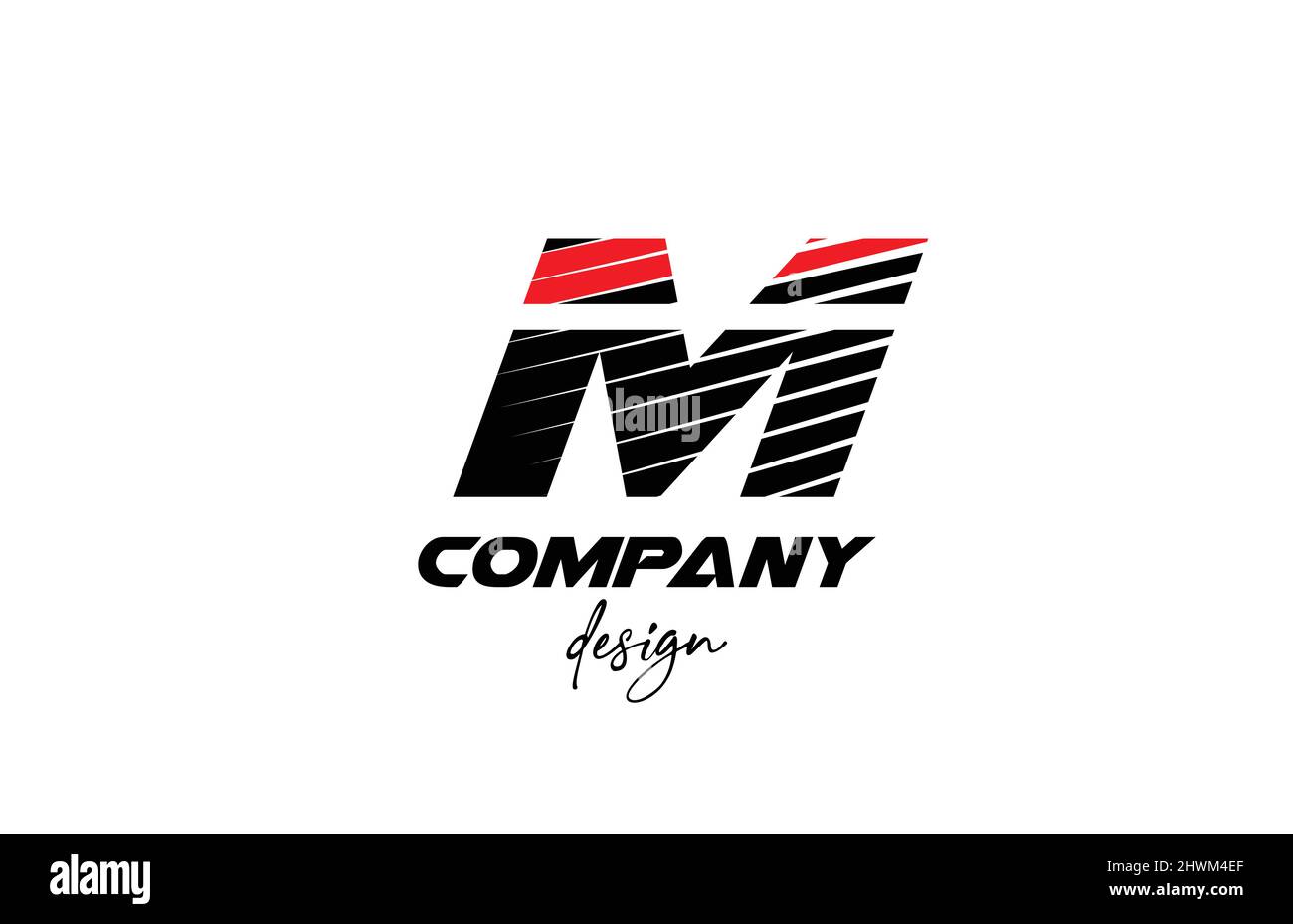 black and red M alphabet letter logo icon. Creative design for business ...