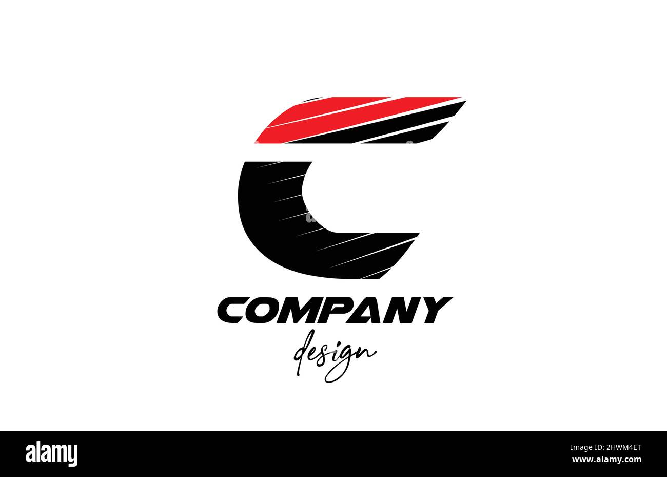black and red C alphabet letter logo icon. Creative design for business ...