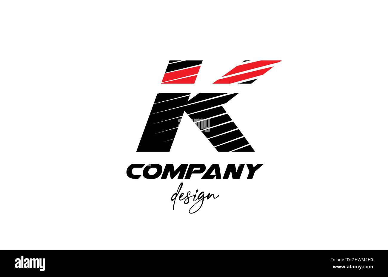 black and red K alphabet letter logo icon. Creative design for business ...