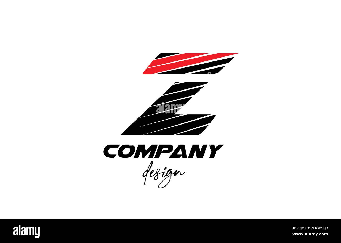 black and red Z alphabet letter logo icon. Creative design for business ...