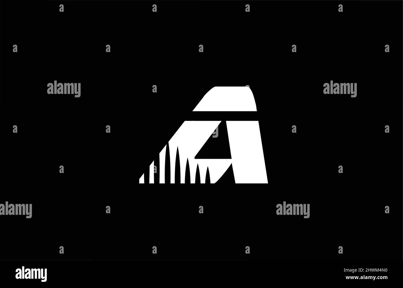 A black and white alphabet letter logo icon with spikes design ...