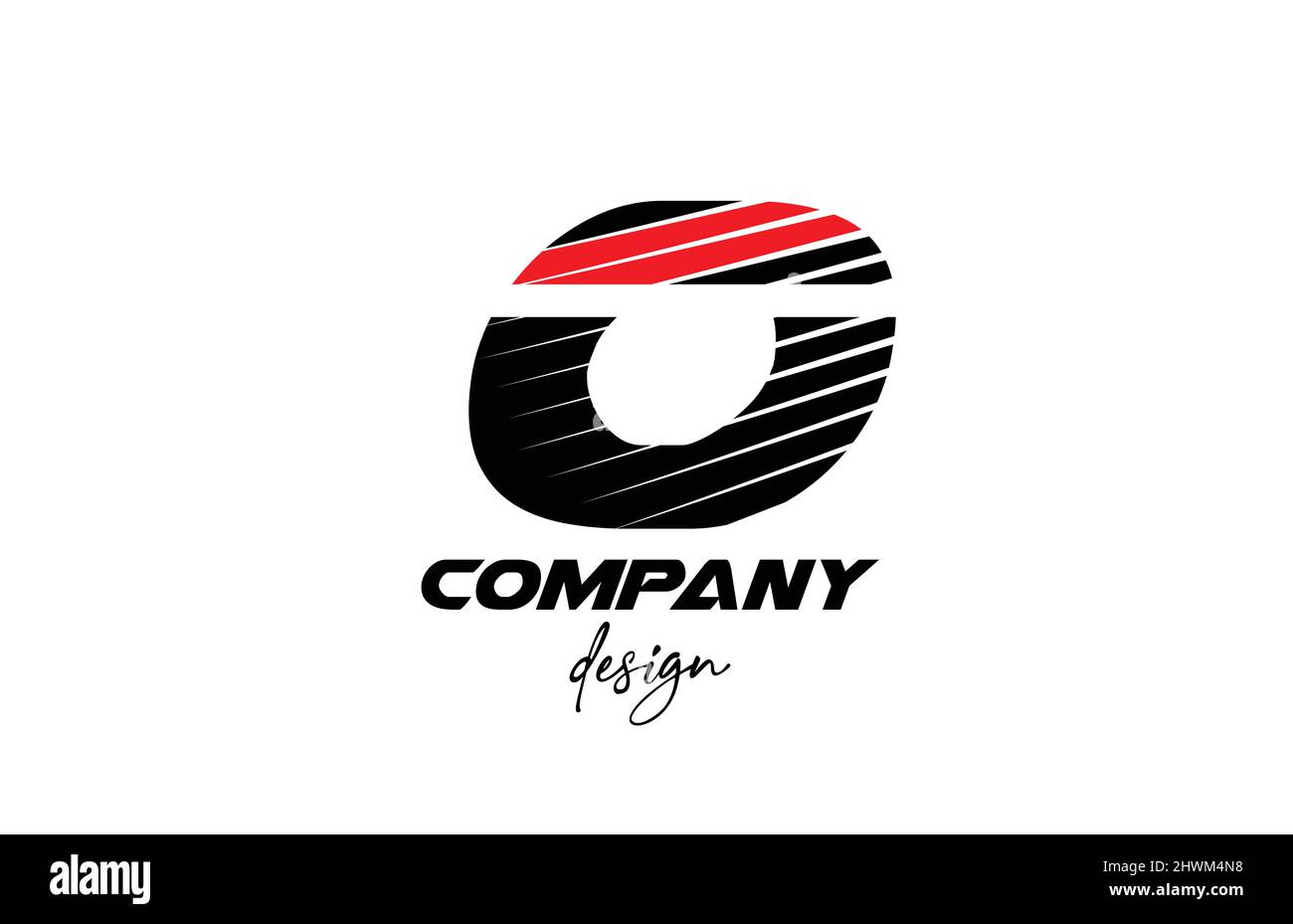 black and red O alphabet letter logo icon. Creative design for business ...