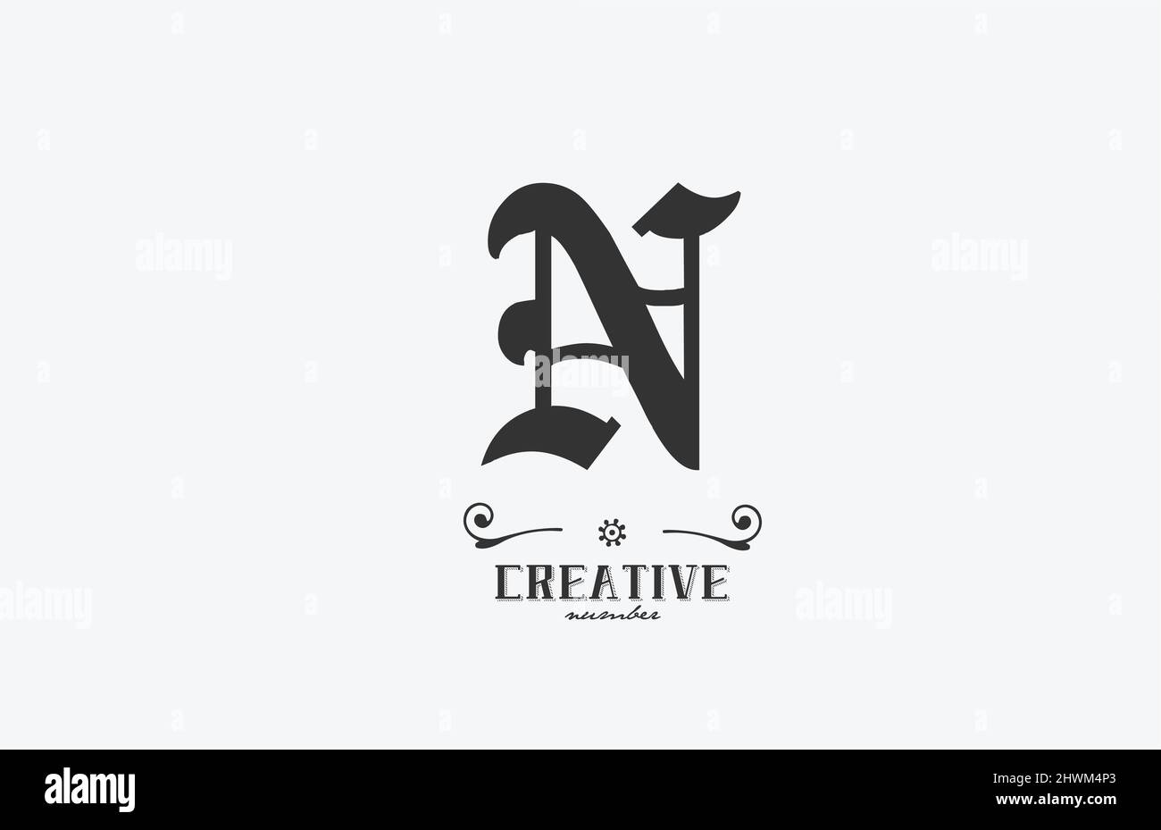 vintage N alphabet letter logo icon design. Creative template for business in grey and white ...